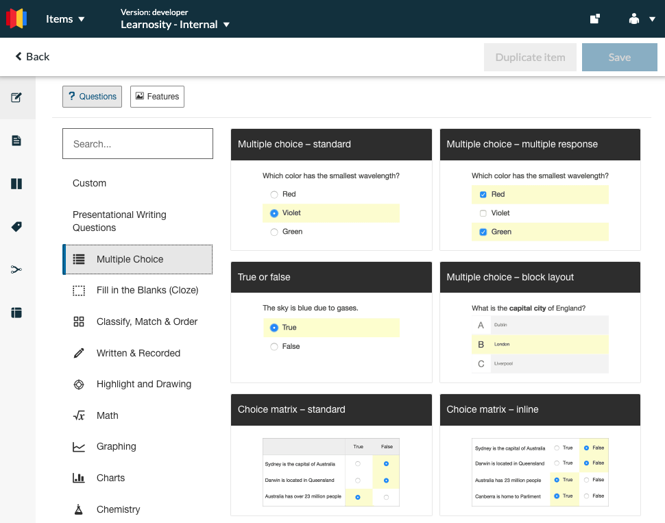 A Tour of the Views in Learnosity Authoring – Learnosity Product & Developer Help