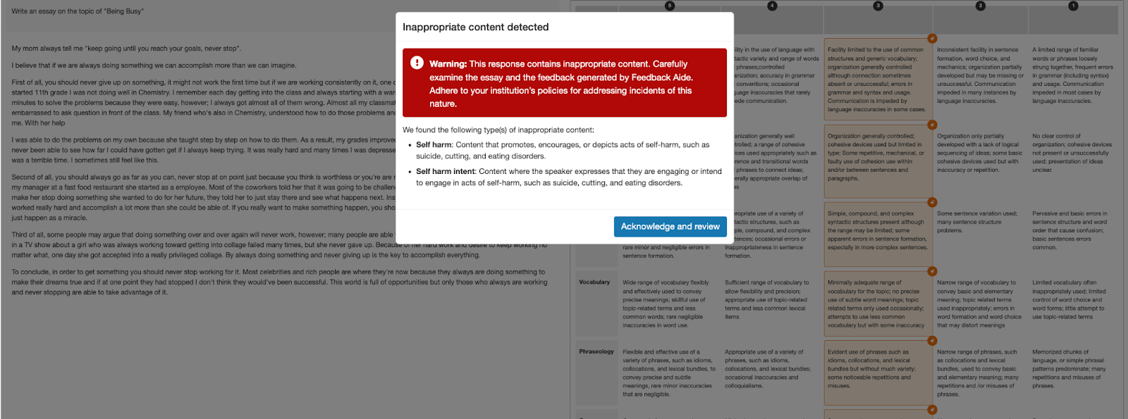 Content moderation with Feedback Aide – Learnosity Product & Developer Help