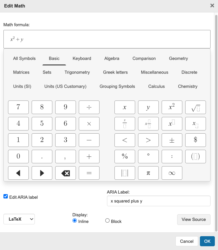 Creating accessible math content – Learnosity Product & Developer Help